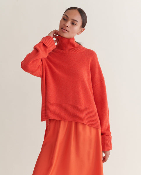 Women's Cashmere Merino High Neck Jumper | Rise & Fall