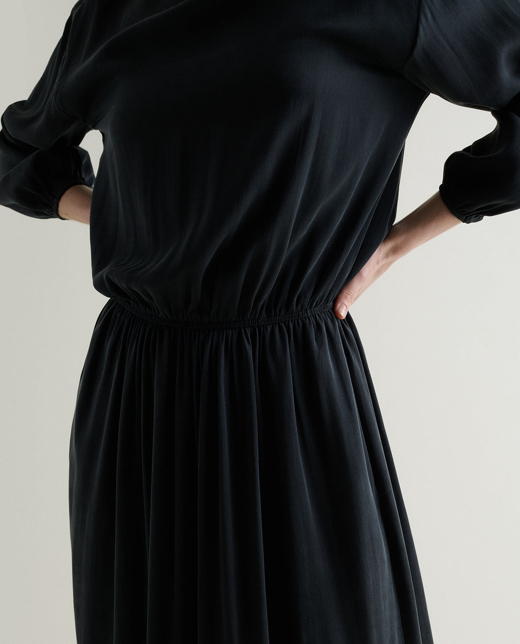 Gathered Waist Easy Silk Dress | Rise & Fall
