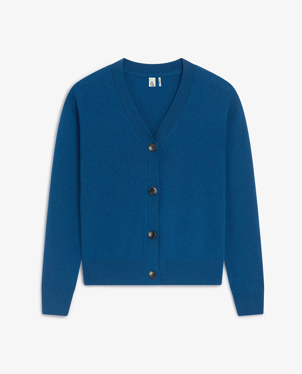 Viridian Blue Cashmere Knitted V Neck Cardigan | Rise & Fall