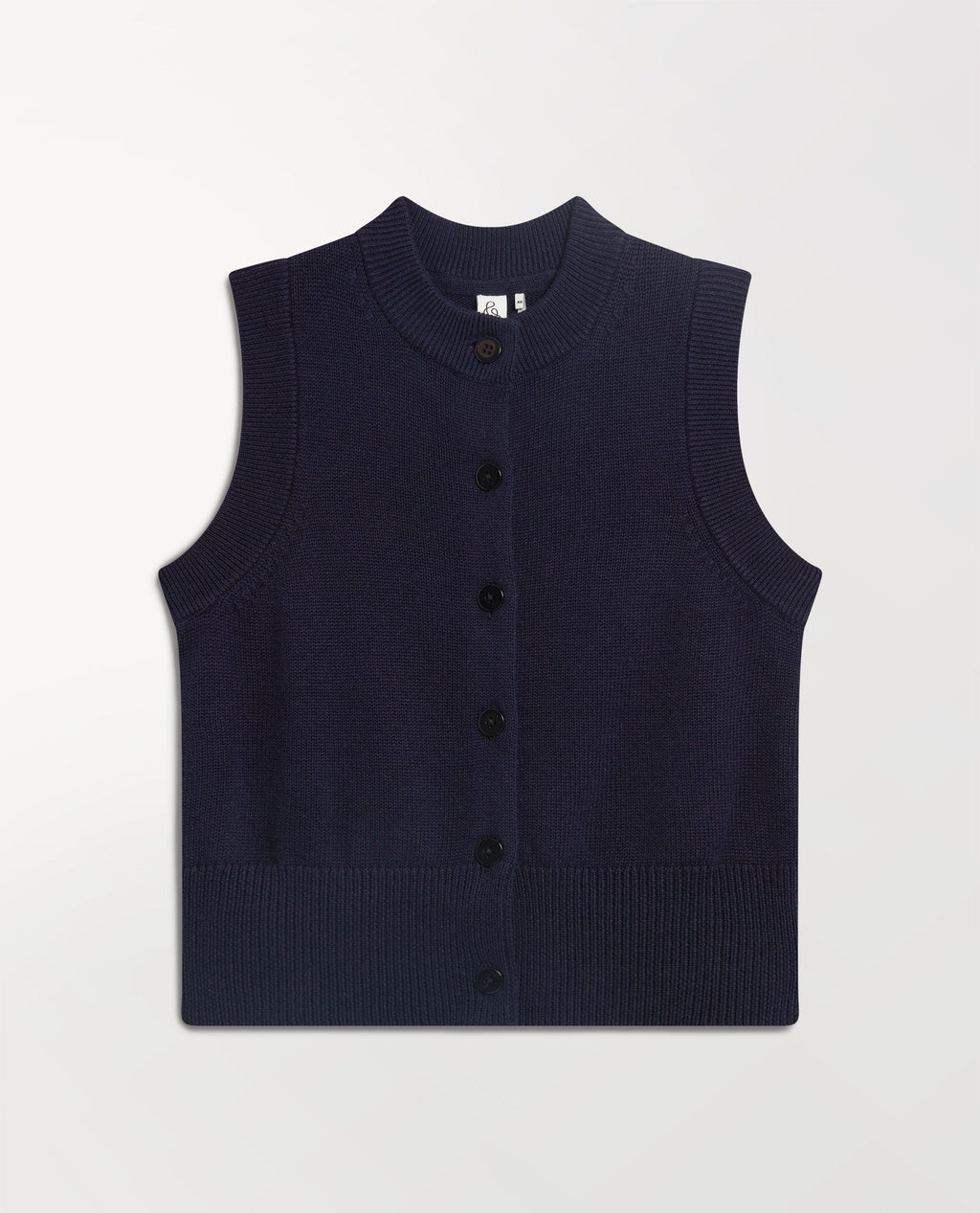 Women's Silk-Cotton Button Vest - Navy – Rise & Fall